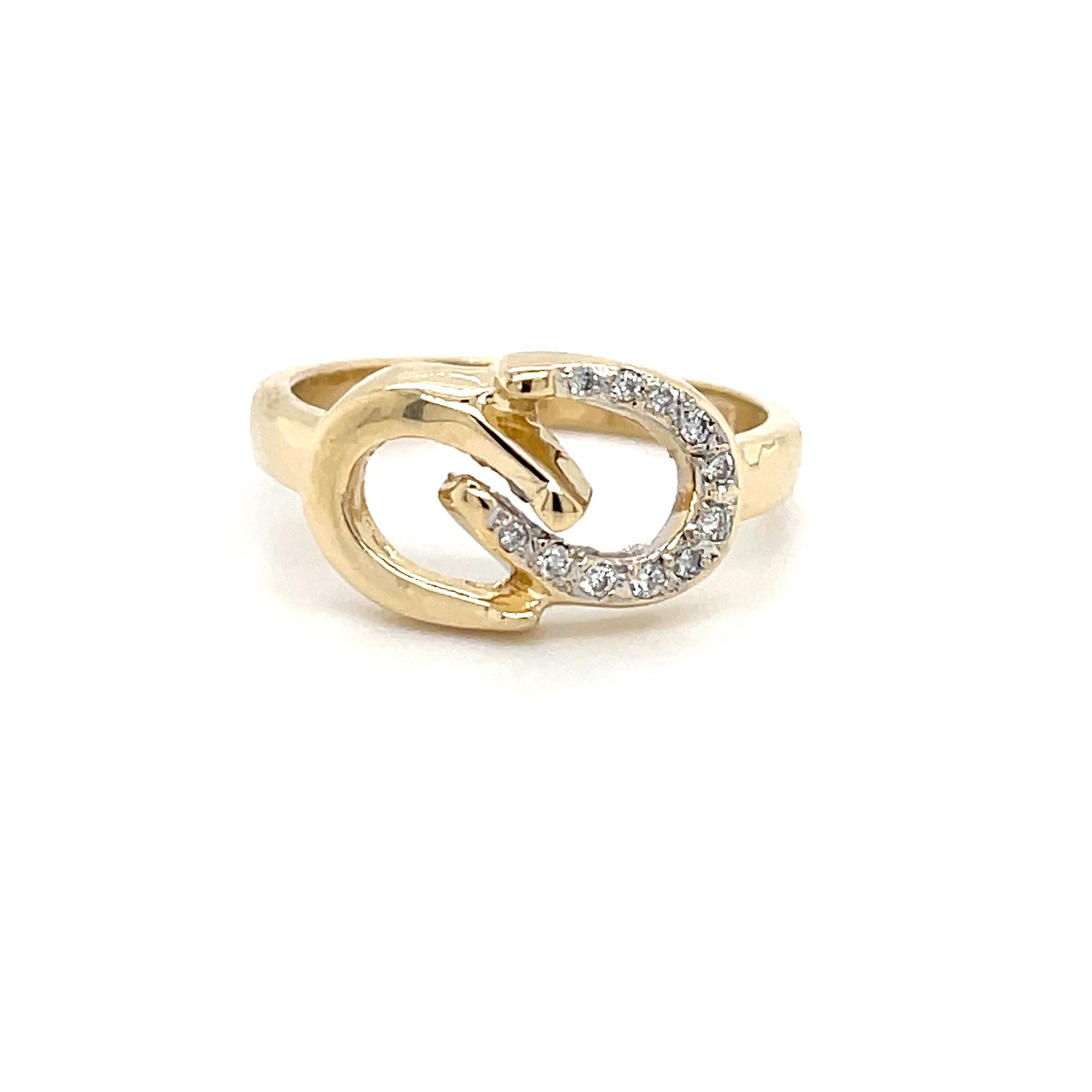 ESTATE 14K YELLOW GOLD INTERLOCKING HORSESHOE RING .08 TCW – Dempsey ...