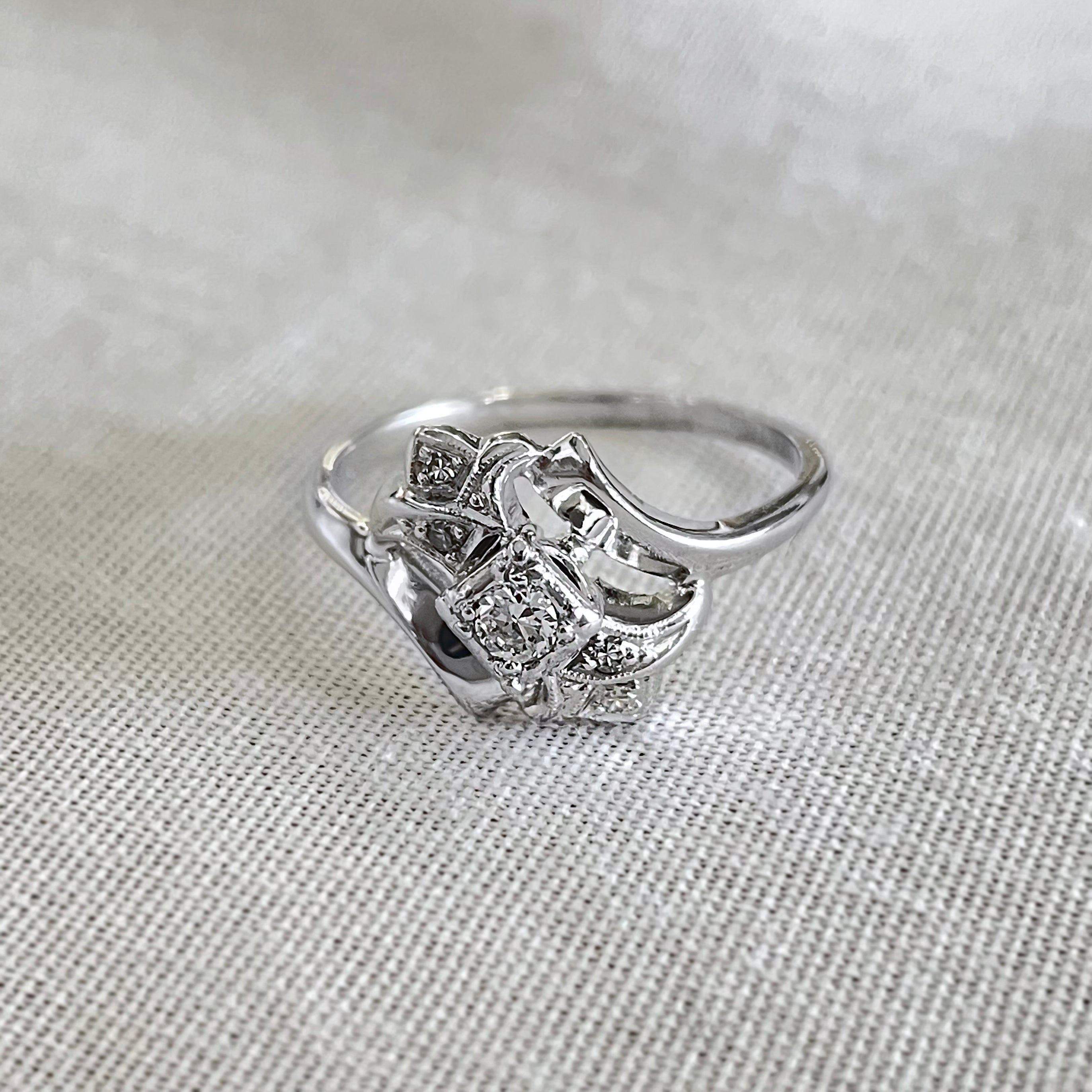 ESTATE 18K WHITE GOLD FREE FORM RING WITH.15CTW DIAMONDS – Dempsey & Baxter