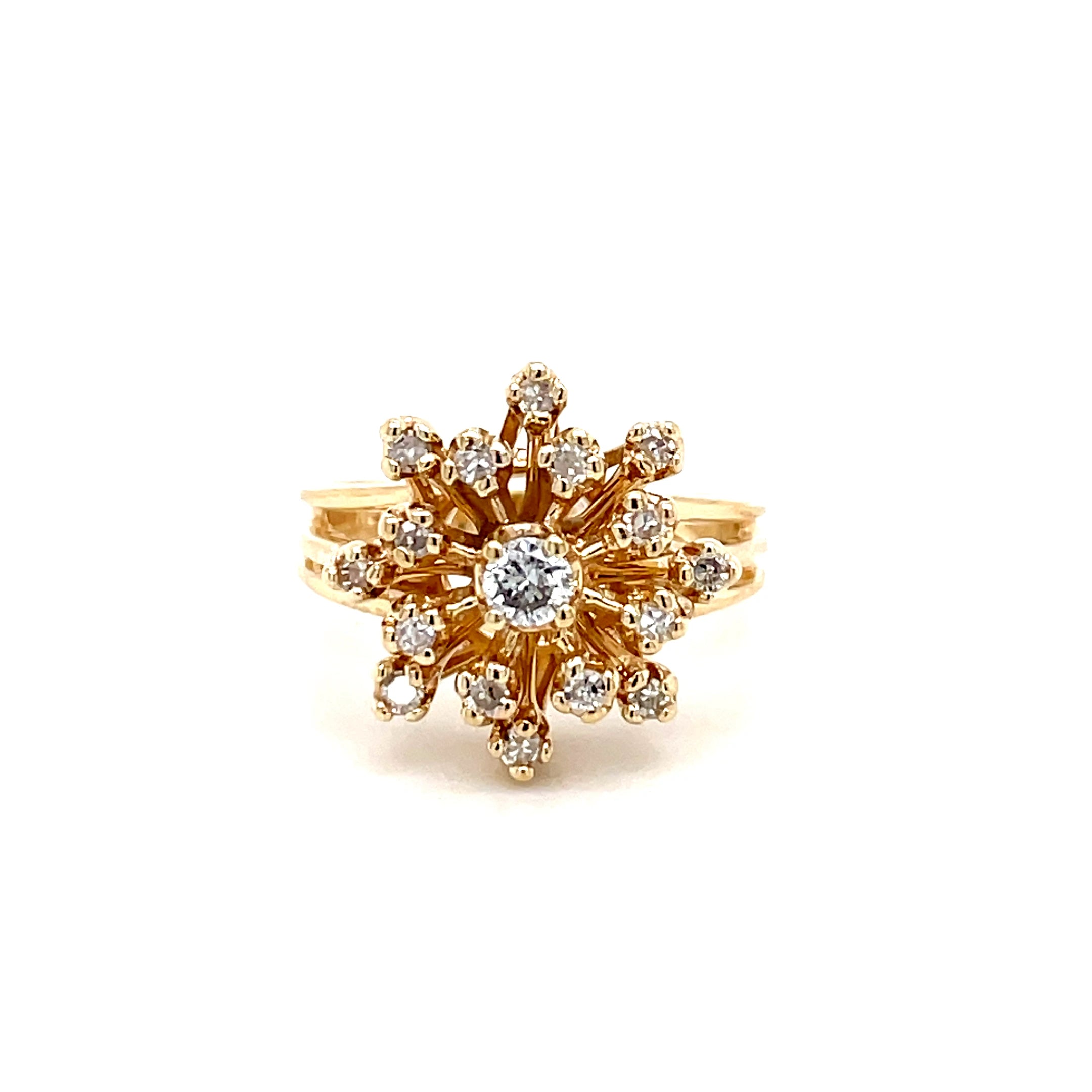 ESTATE 14K YELLOW GOLD SNOWFLAKE CLUSTER RING – Dempsey & Baxter