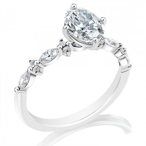 MTO 14K Gold .36ctw Oval Diamond Kite Set Oval and Diamond Band Engage ...